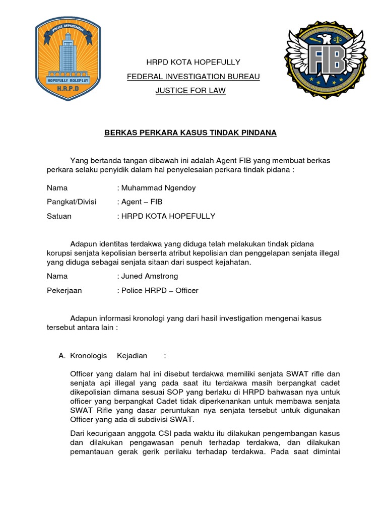 Berkas Perkara Juned Amstrong | PDF