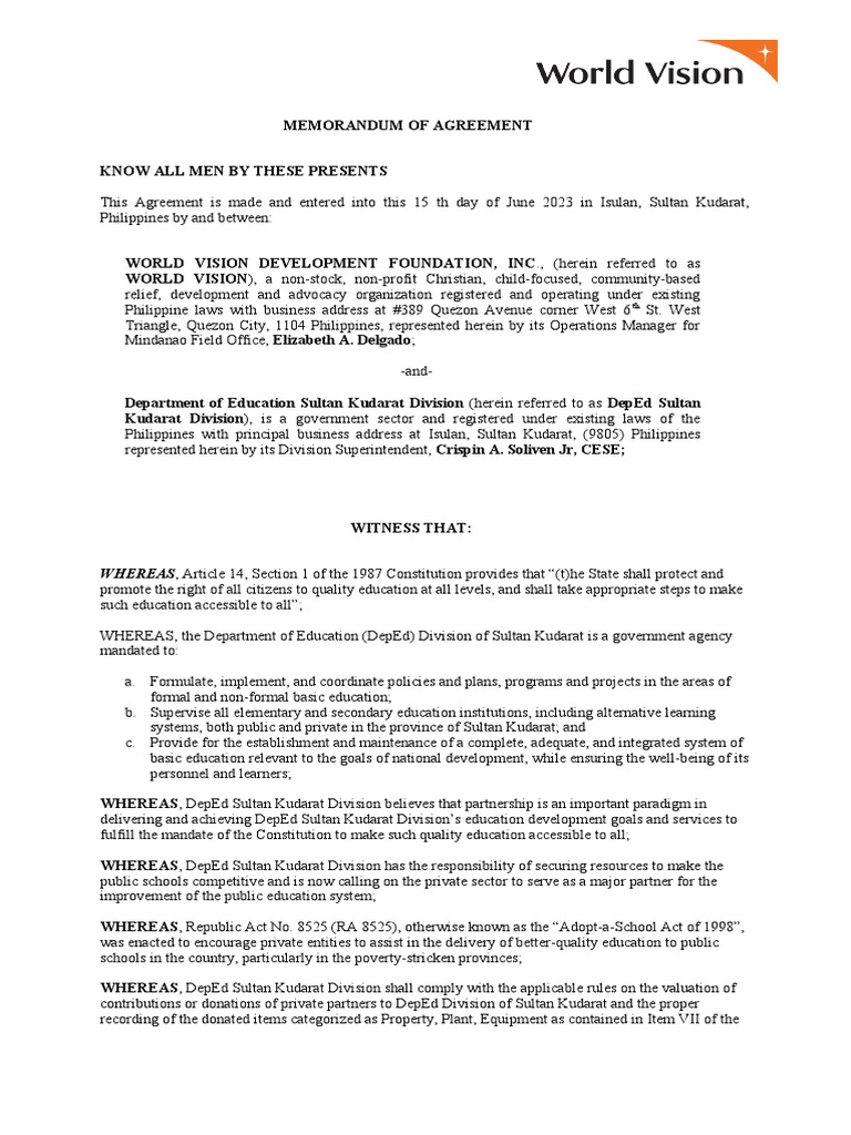 Updated SK MOA With DepEd | PDF Updated SK MOA With DepEd | PDF