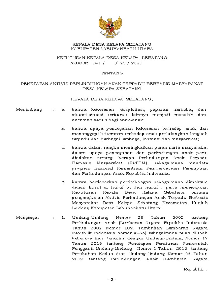 Contoh SK Aktivis PATBM Kosong (1) | PDF