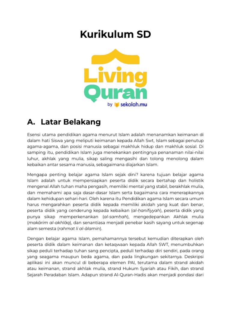 Kurikulum Living Quran SD | PDF