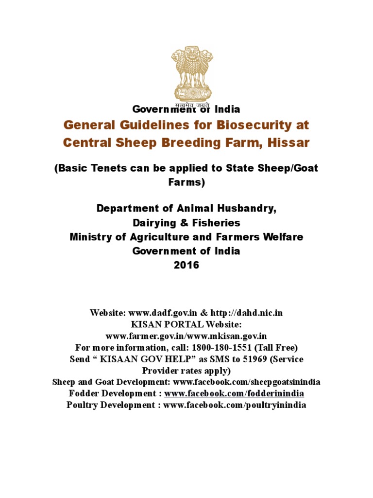 Biosecurity Guidelines For Sheep N Goat Farms 2016 | PDF | Technology ...