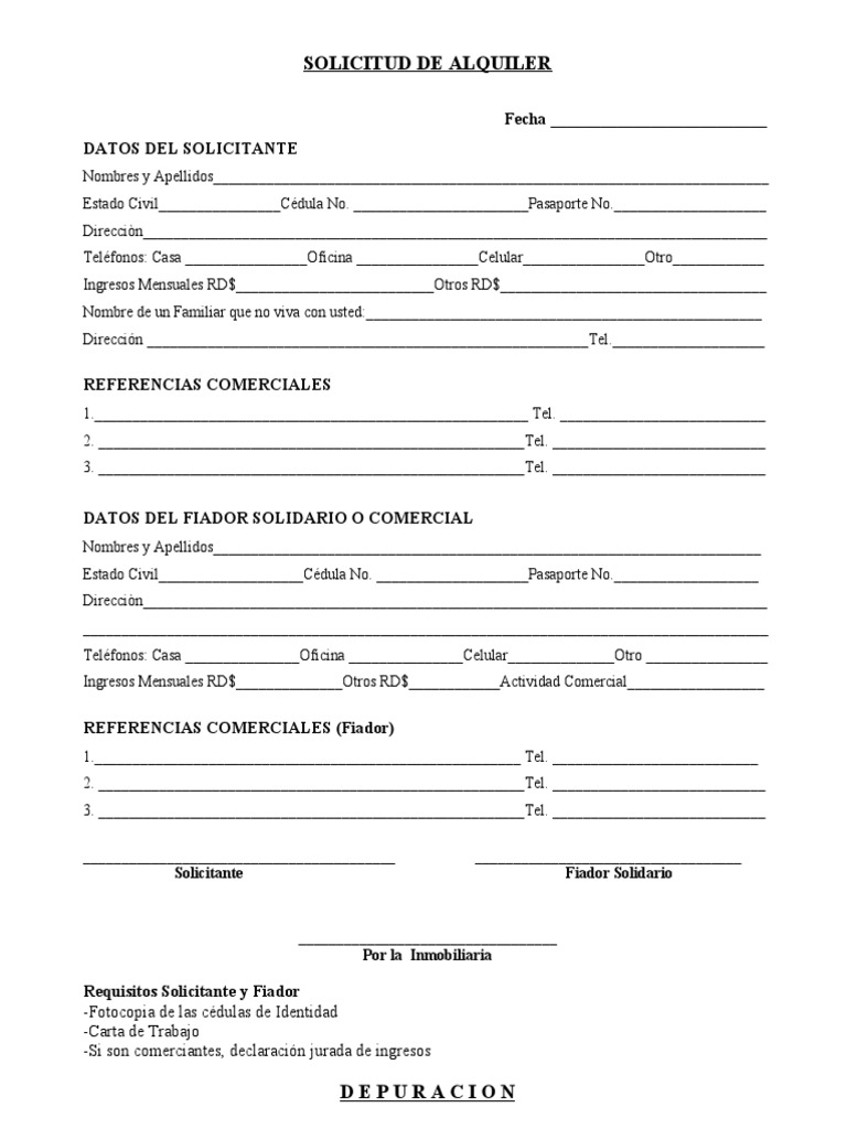 Solicitud de Alquiler | PDF