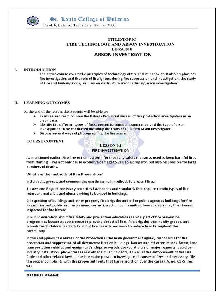 FIRE TECHNOLOGY AND ARSON MANAGEMENT (CDI 18) MODULE 6 new (1) | PDF