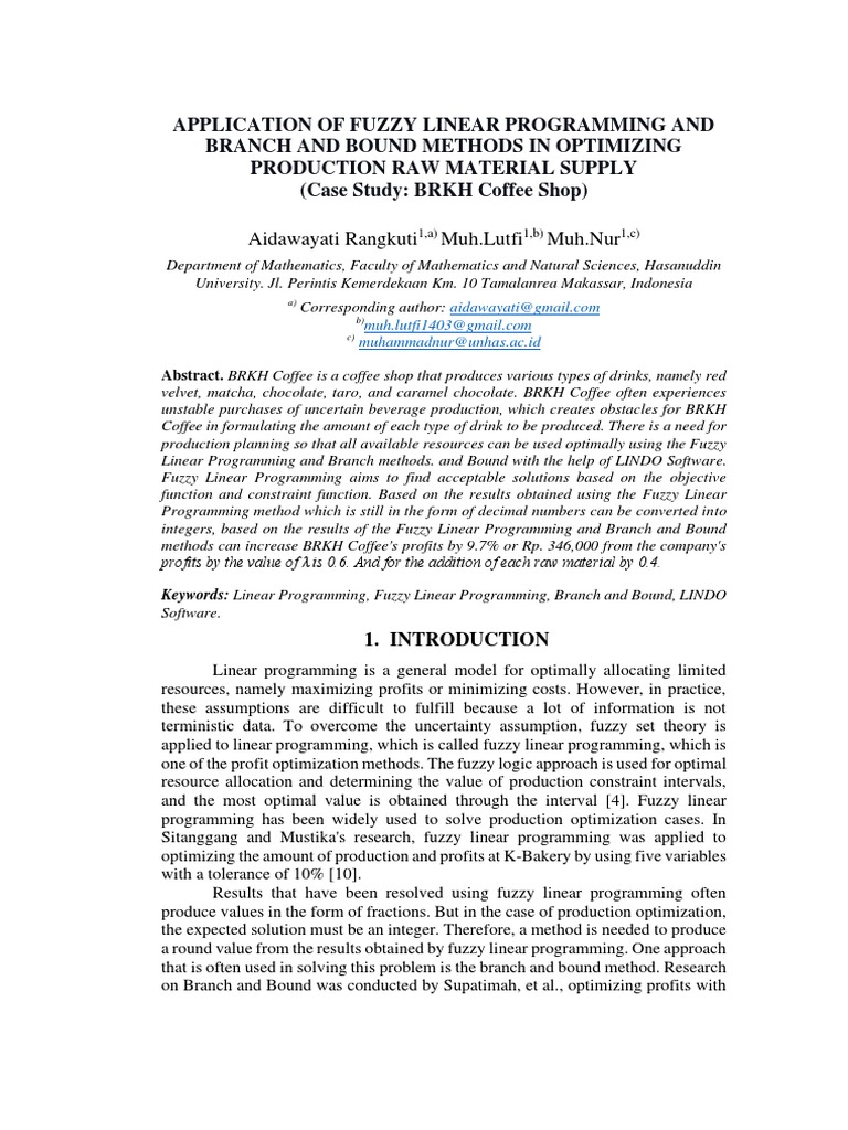 Jurnal Muh - Lutfi H011181310 | PDF | Mathematical Optimization | Linear Programming