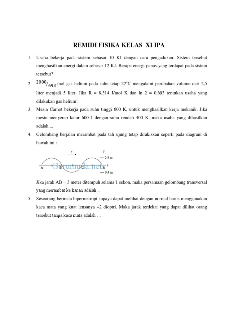 Remidi Fisika Kelas Xi Ipa | PDF