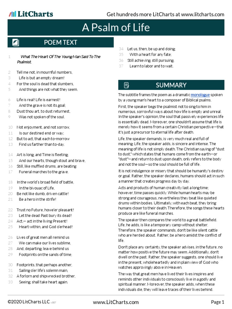 LitCharts A Psalm of Life | PDF