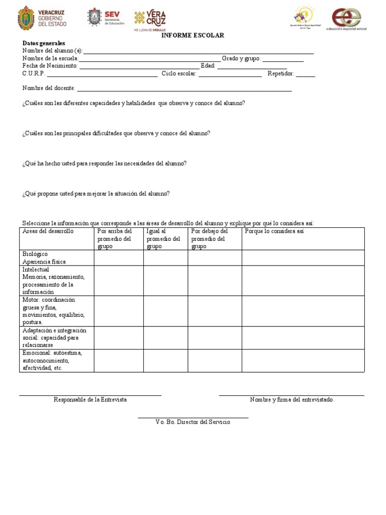 Informe Escolar | PDF