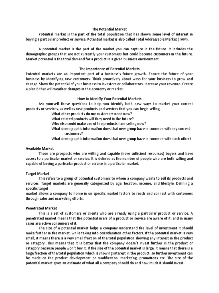 Entrep - Target Market Handout | PDF | Marketing | Market (Economics)