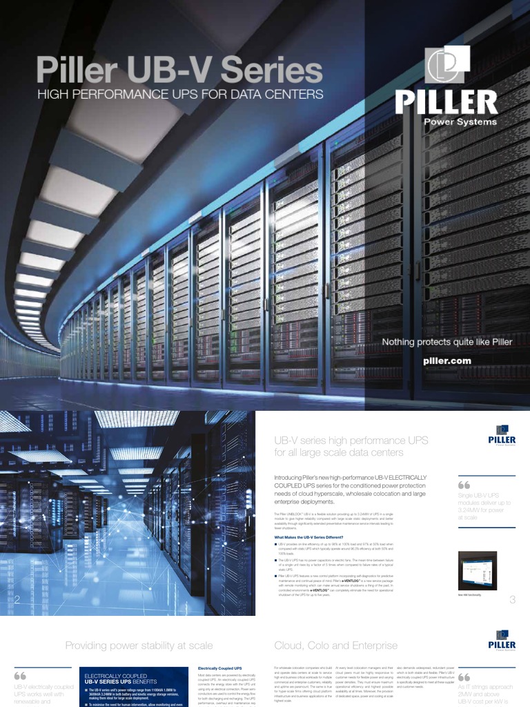 Piller UB V UPS Data Centers Linecard | PDF | Data Center | Cloud Computing