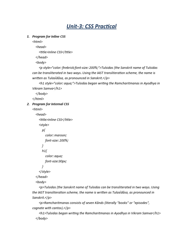 CSS Practicals | PDF