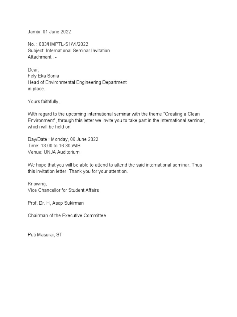 Contoh Email Formal Seminar Internasional | PDF