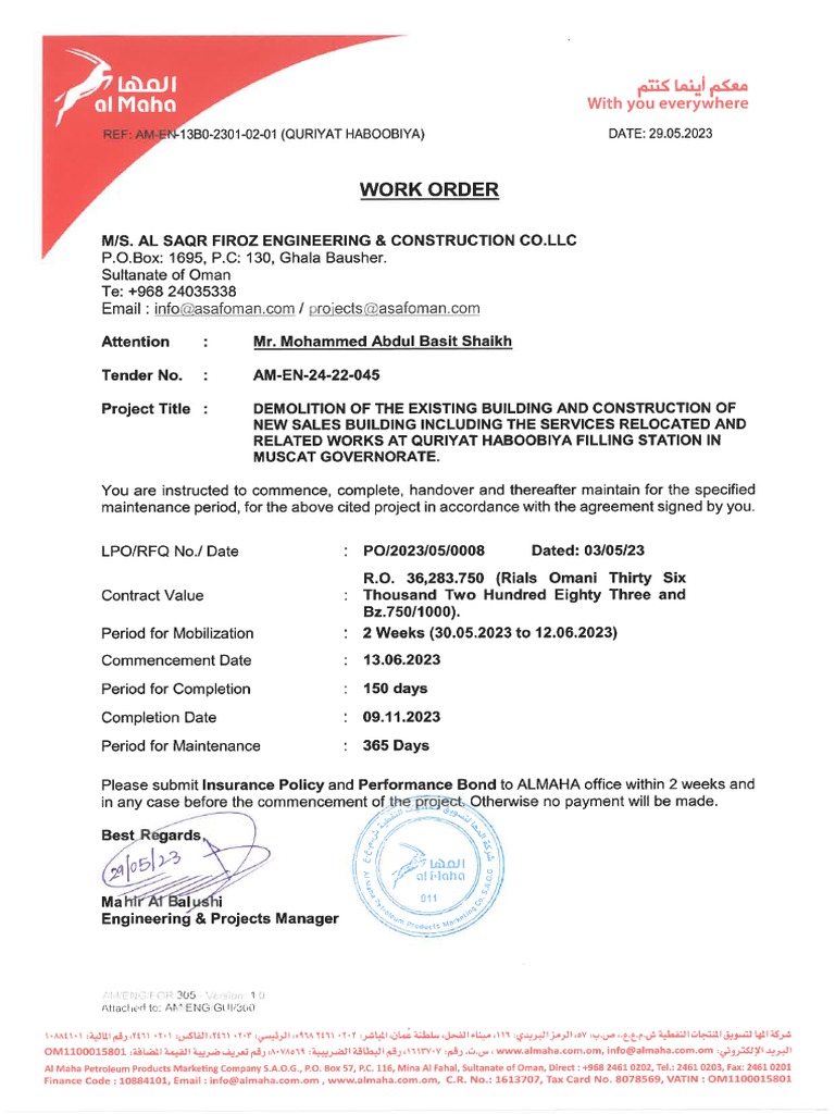 Work Order | PDF