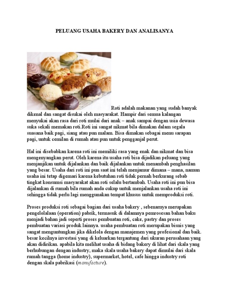 Peluang Usaha Bakery Dan Analisanya | PDF