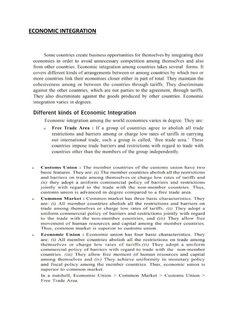 Economic Integration | PDF