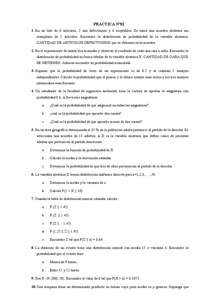 Practica Dirigida | PDF | Desviación Estándar | Probabilidad