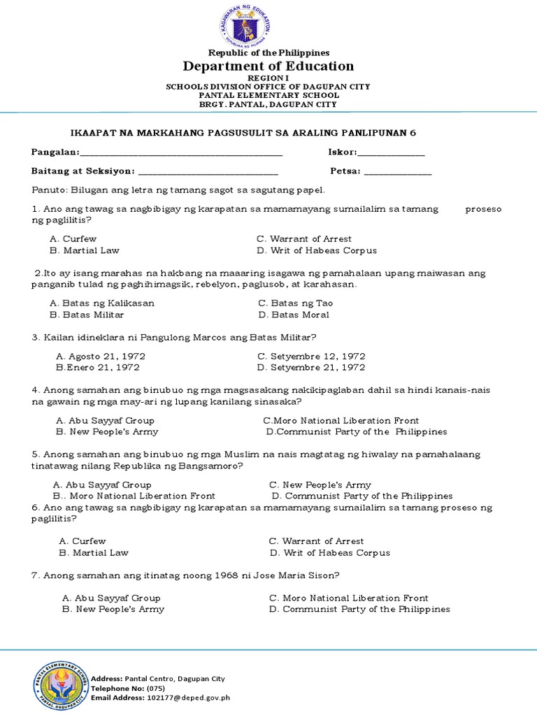 AP 4TH PT - Fin | PDF | Corazon Aquino | Benigno Aquino Iii