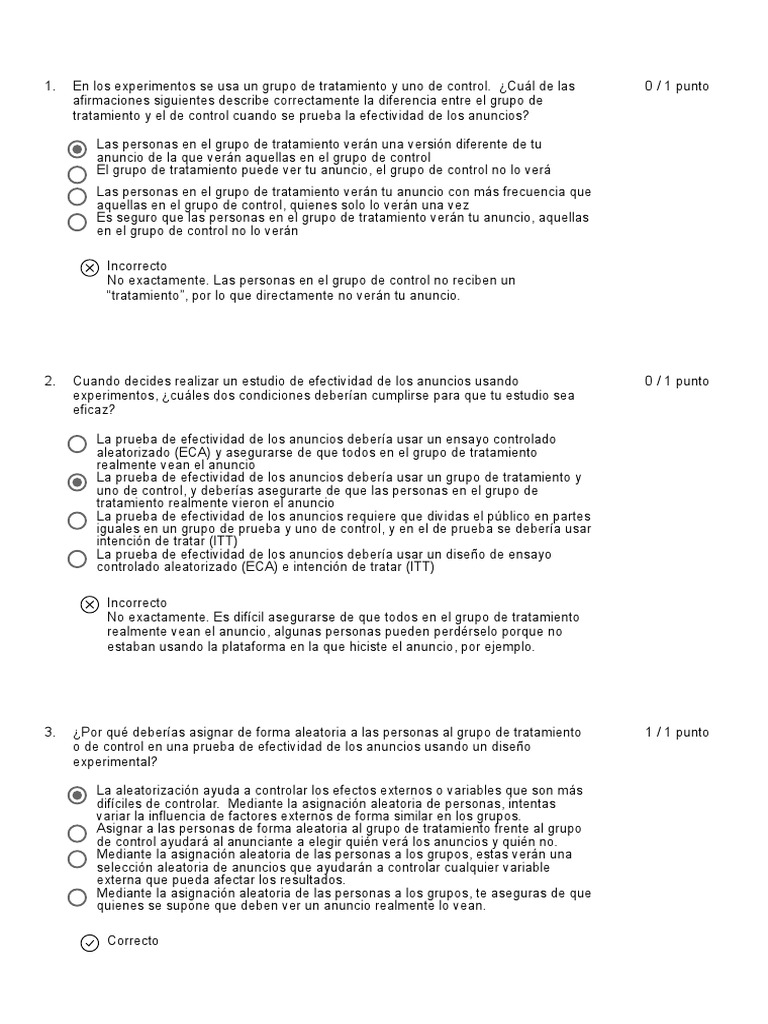 Introducción A Las Mediciones de La Efectividad de Los Anuncios - Cuestionario de Práctica ...