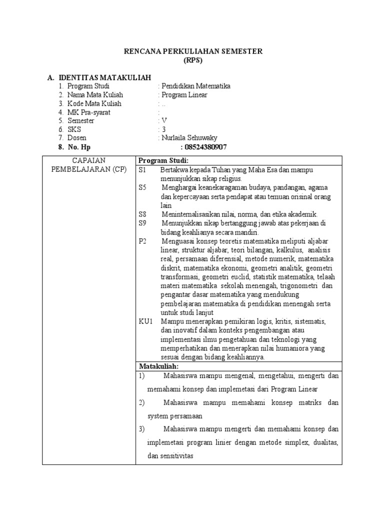 1 - RPS Program Linear | PDF