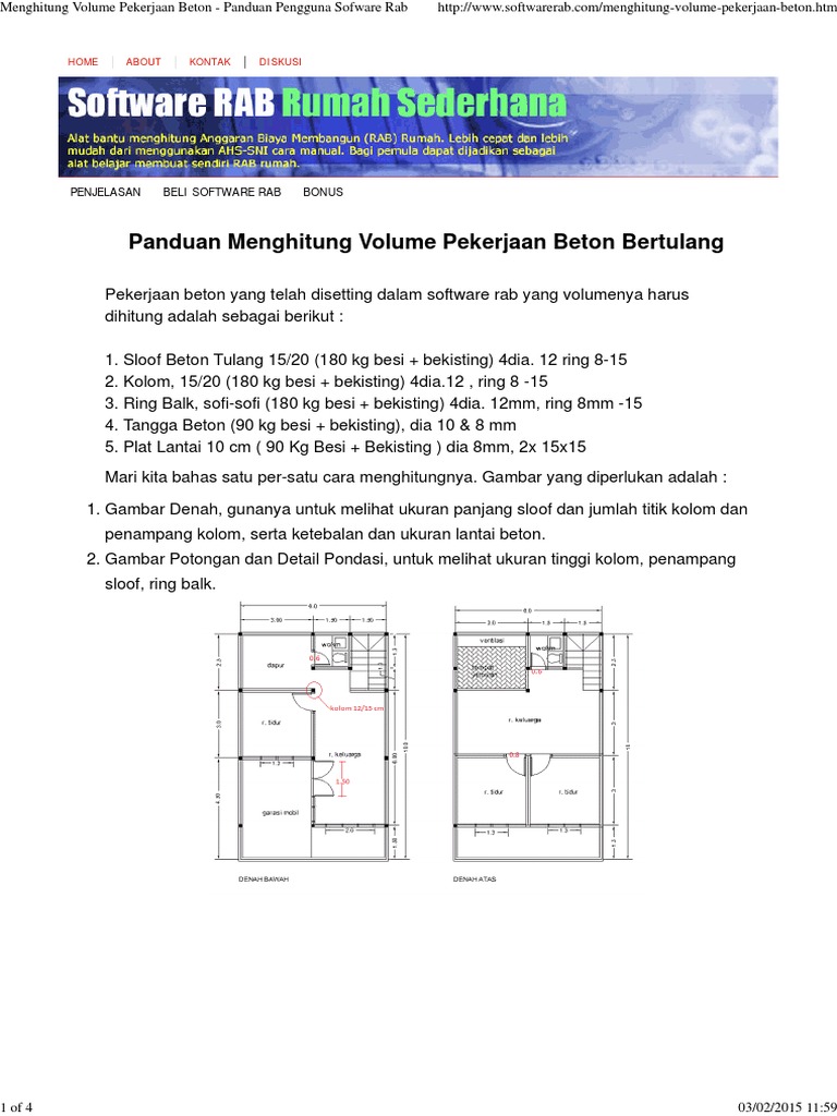 2. Menghitung Volume Pekerjaan Beton - Panduan Pengguna Sofware Rab | PDF