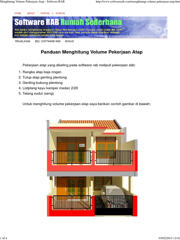 Menghitung Volume Pekerjaan Atap - Software RAB | PDF