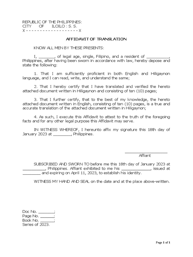 Affidavit of Translation | PDF