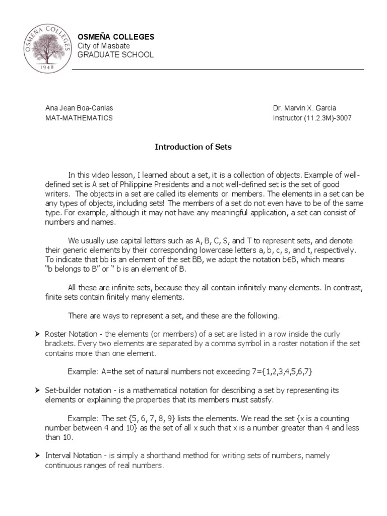 Introduction of Sets | PDF Introduction of Sets | PDF