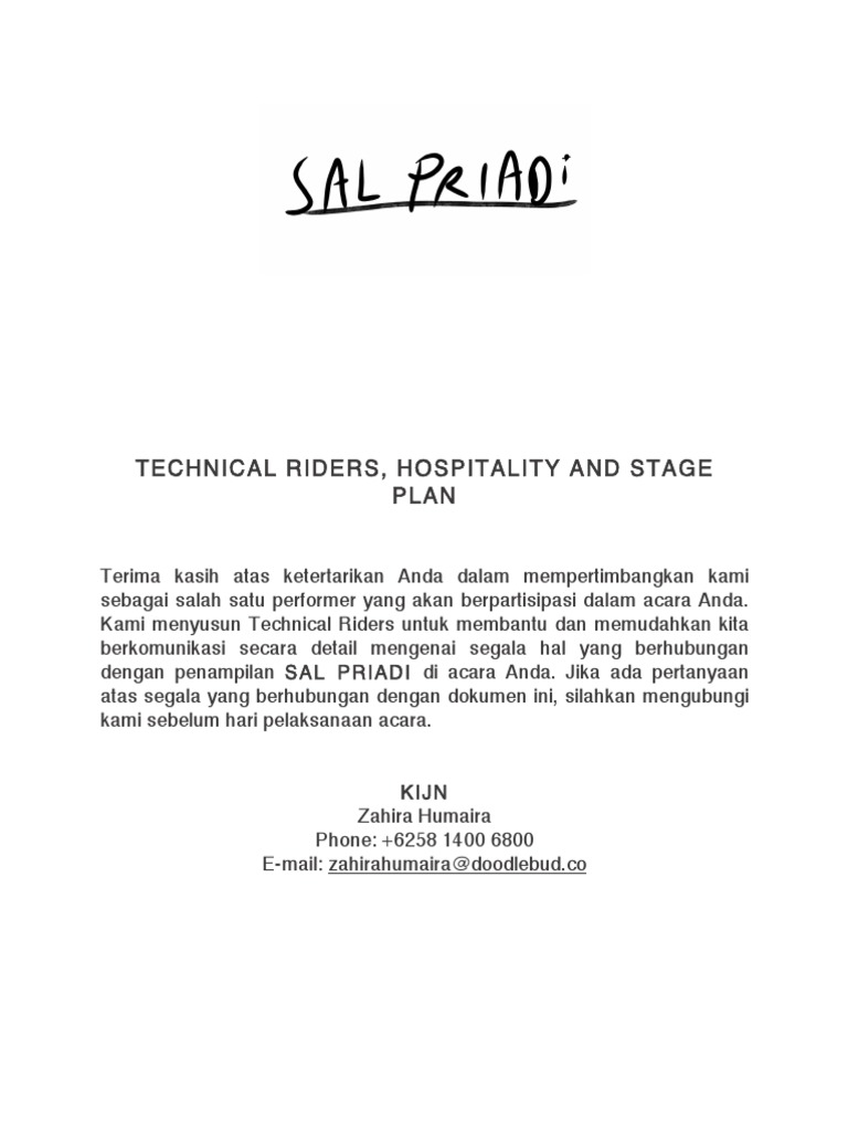 Riders - Hospitality - Stage Plan - SAL PRIADI 2019 | PDF