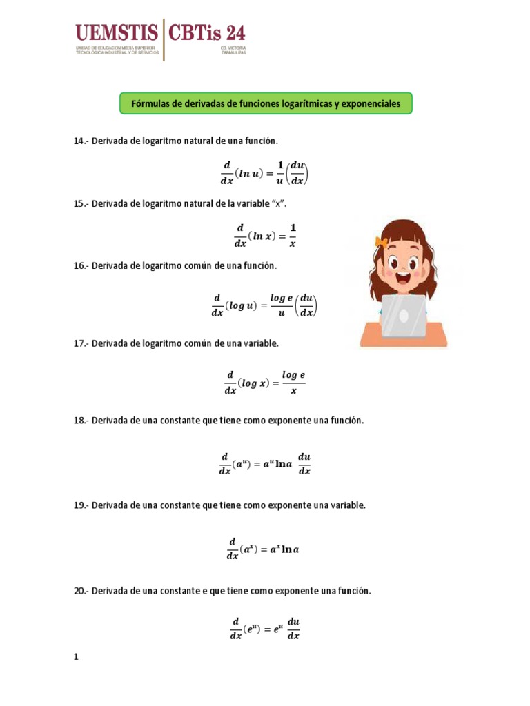 5.- Derivadas de funciones Exponenciales y Logaritmicas | PDF