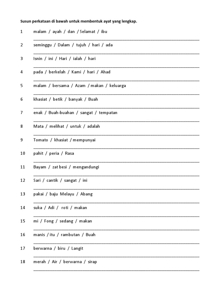 Susun Perkataan Tahun 3 | PDF