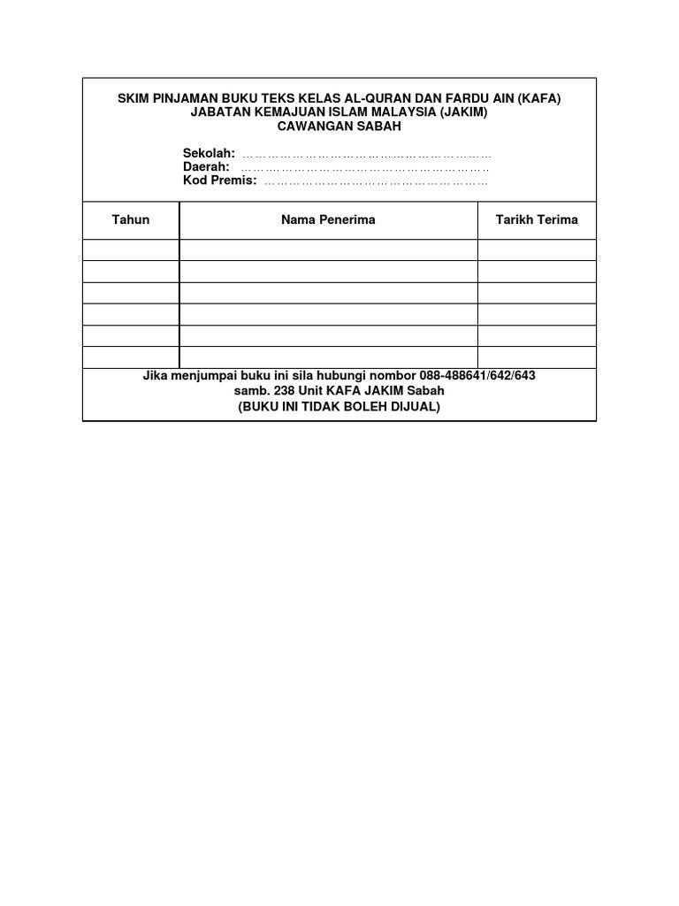 Format Cap SPBT Kafa | PDF