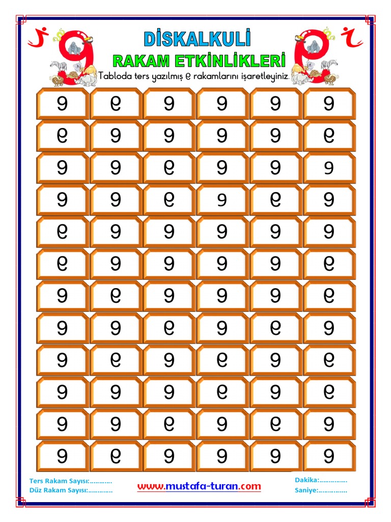 Diskalkuli Rakam Etkinlikleri 9 | PDF