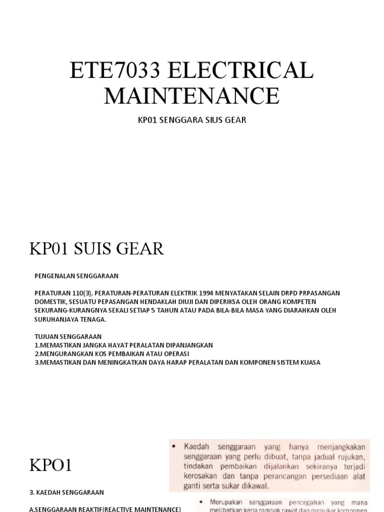 Ete7033 Electrical Maintenance | PDF