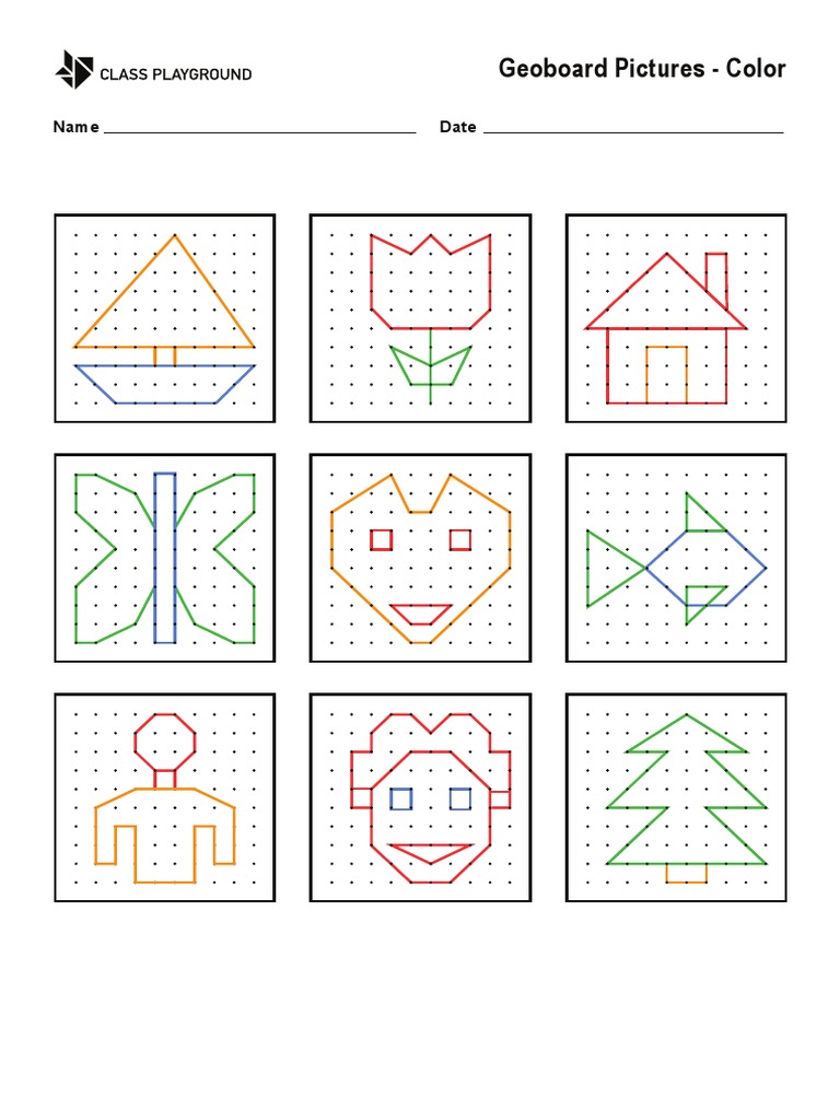 Geoboard Pictures Color A4 | PDF