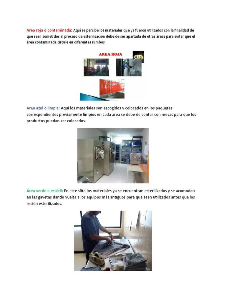 Áreas de CEYE: Roja, Verde y Azul | PDF | Esterilización (Microbiología)
