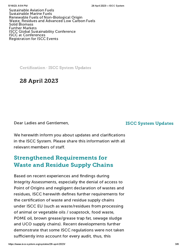 28 April 2023 - ISCC System - Tighter Certification Requirement - POME ...
