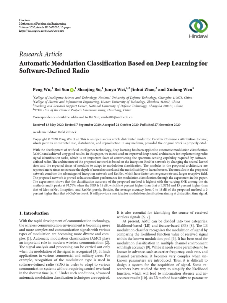 Automatic Modulation ClassificationBased on Deep Learning for SDR | PDF | Deep Learning ...