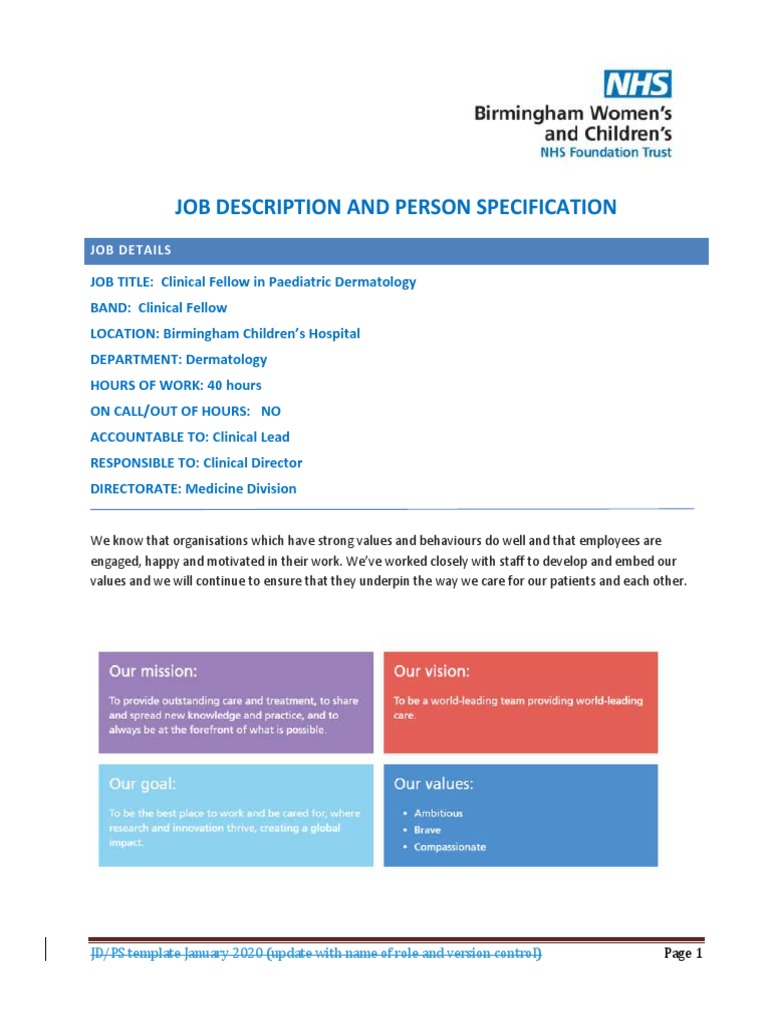 Job Description and Person Specification | PDF