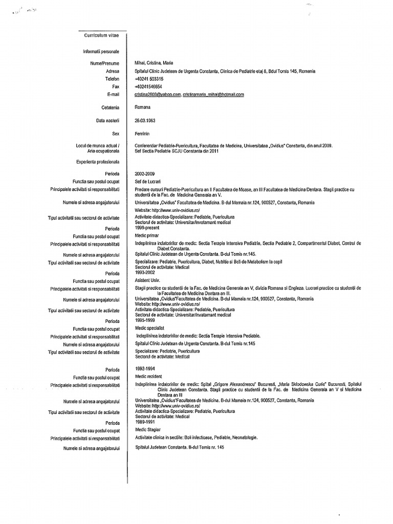 CV Conf DR Mihai Cristina | PDF