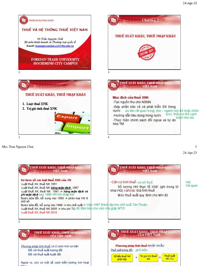 Thue VN - Chương 2 - Thue XNK - Preclass Handouts | PDF