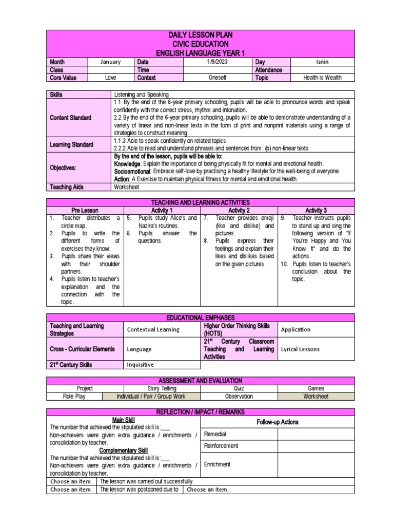 Daily Lesson Plan | PDF
