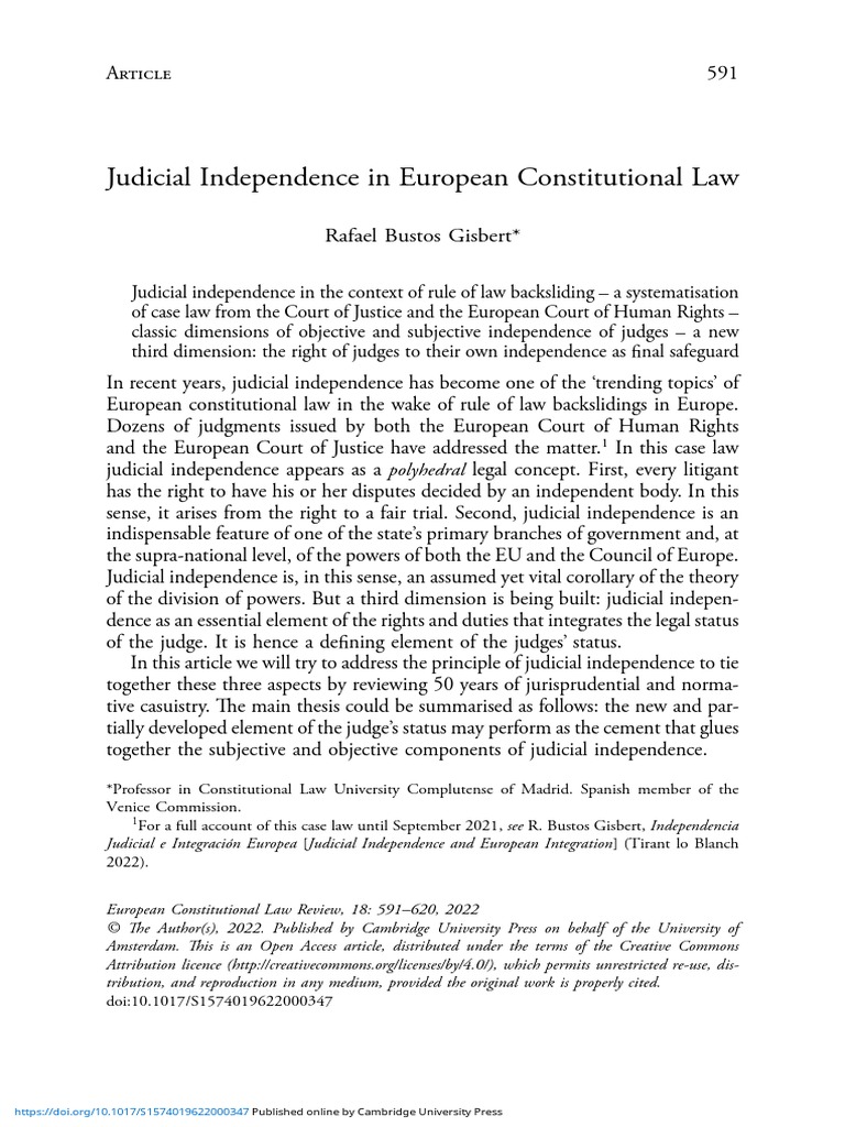 Judicial Independence in EU Law | PDF | European Court Of Justice ...