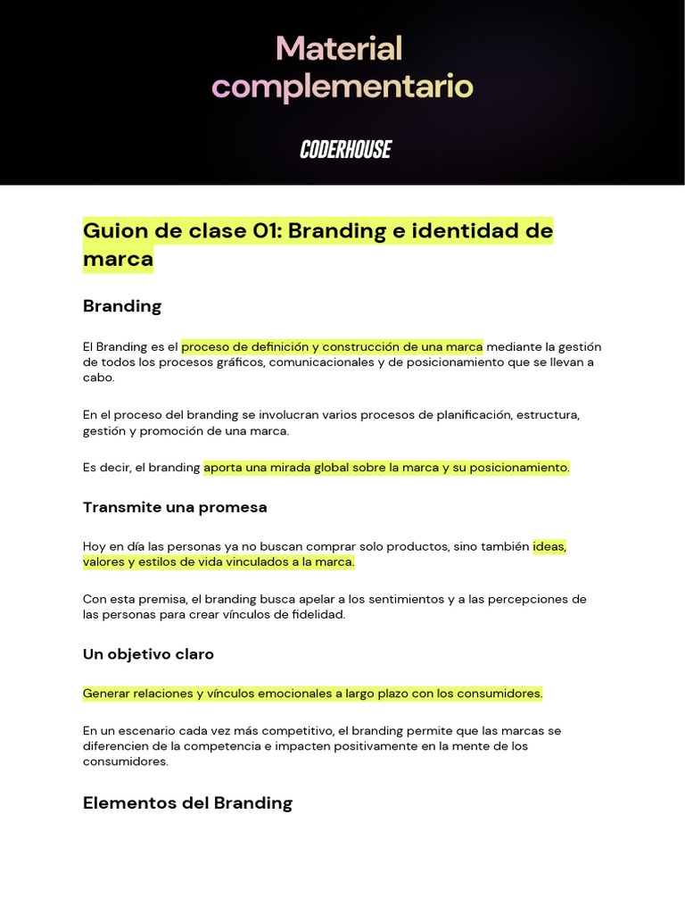 Guion Clase 01 - Branding e Identidad de Marca - Branding | Descargar ...