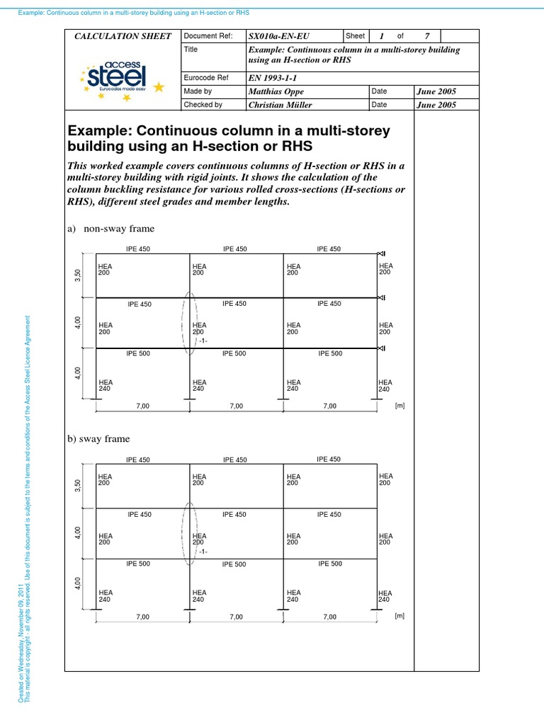 Example - Continuous Column in A Multi-Storey Building Using An H ...