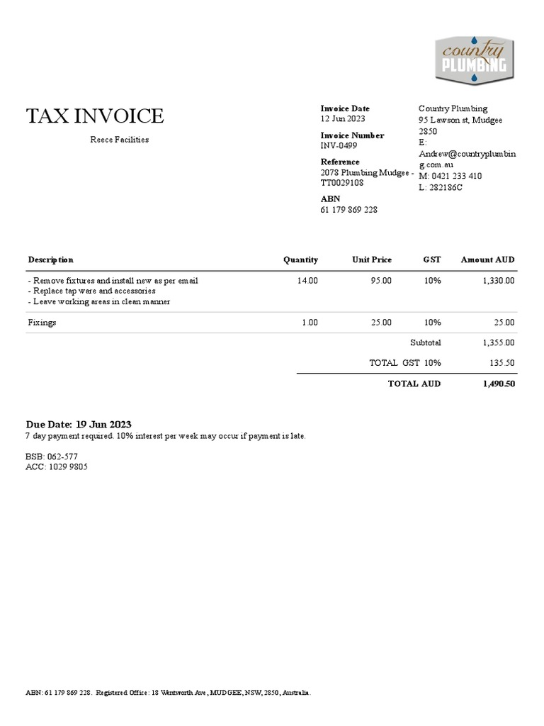 Invoice INV-0499 Copy | PDF