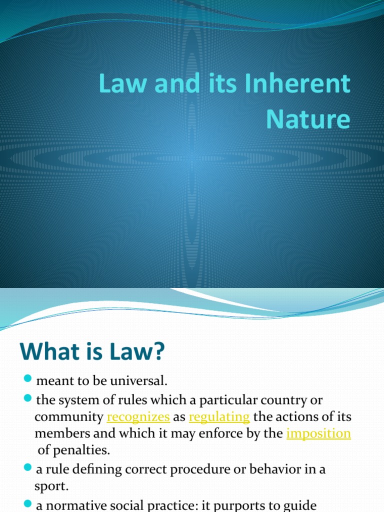 Inherent Nature of Law Explained | PDF | Politics | Social Science