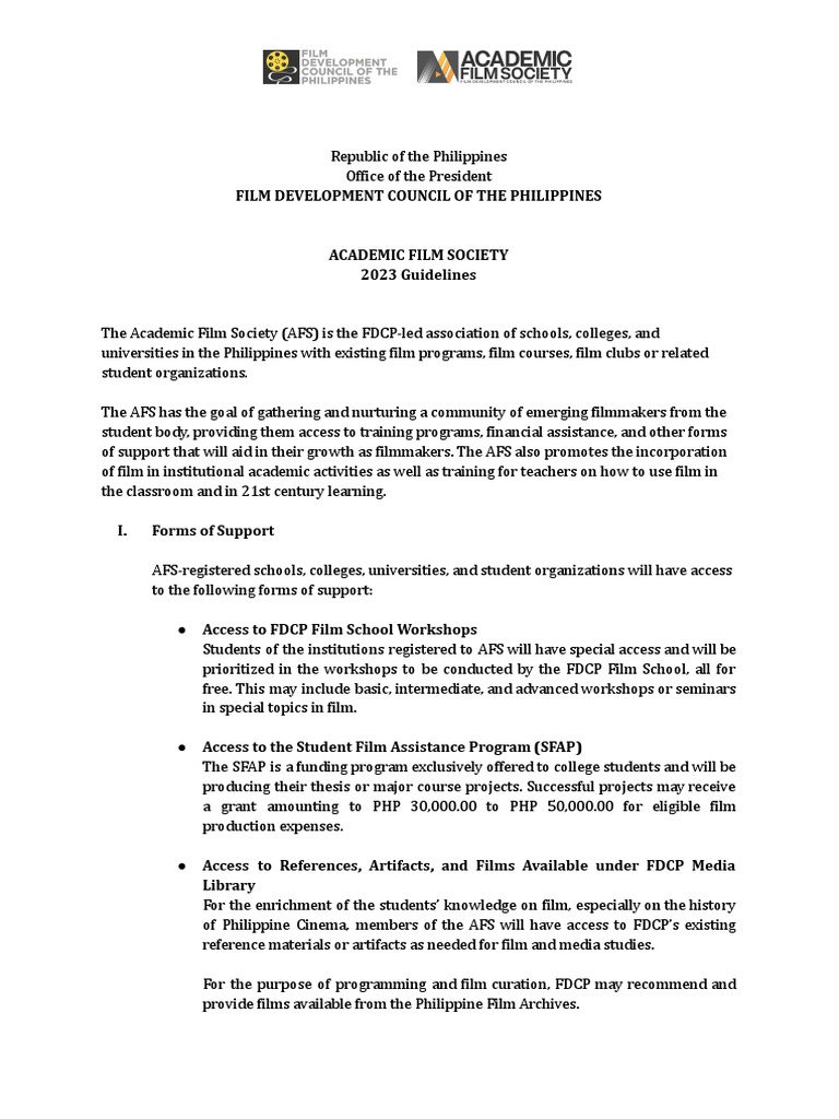 AFS - Full Guidelines 2023 | PDF | Communication