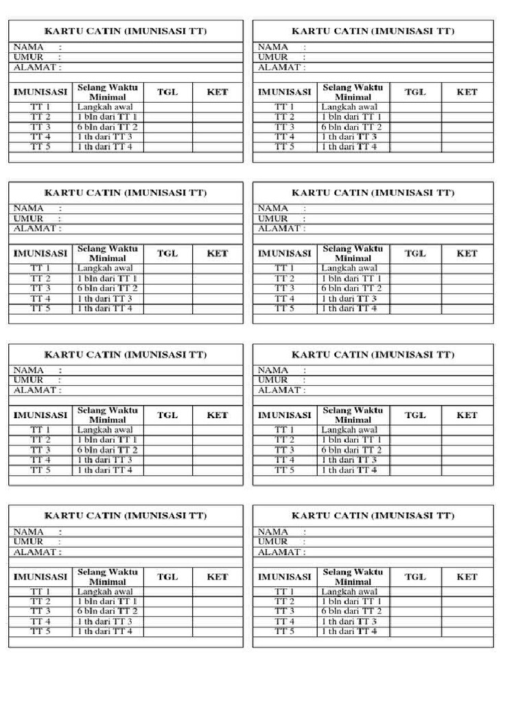 Format Kartu Catin | PDF