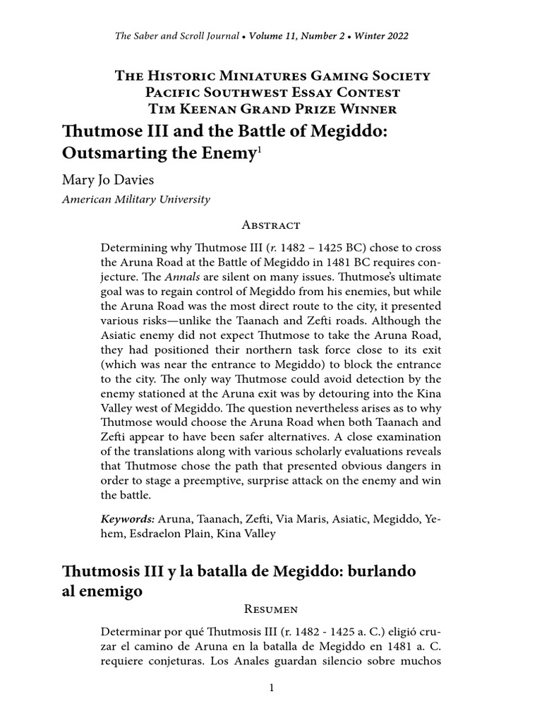 Thutmose III and The Battle of Megiddo Outsmarting The Enemy | PDF