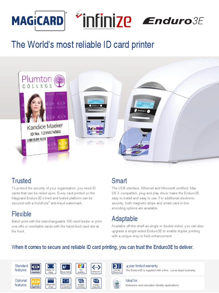 magicard-enduro-3e-card-printer | PDF | Printer (Computing) | Smart Card