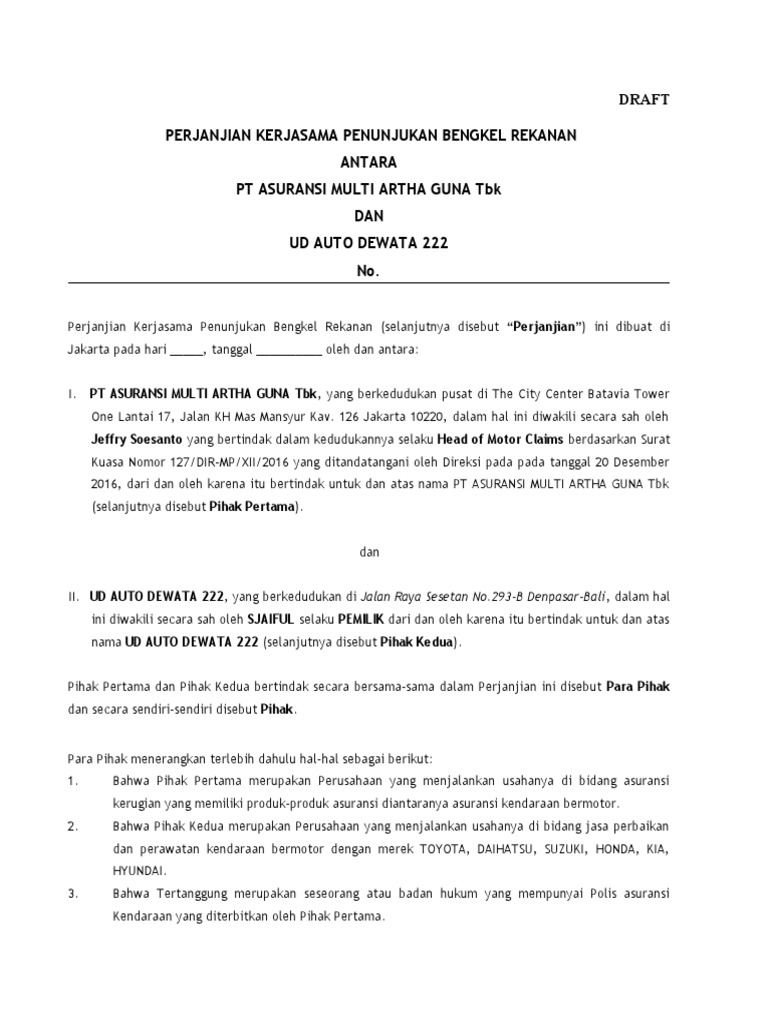 Draft Mou Mag | PDF | Bisnis | Pengelolaan Keuangan & Uang